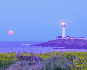 Blood Red Moonset At Sunrise, Pigeon Point - John F. Hunter Photography
